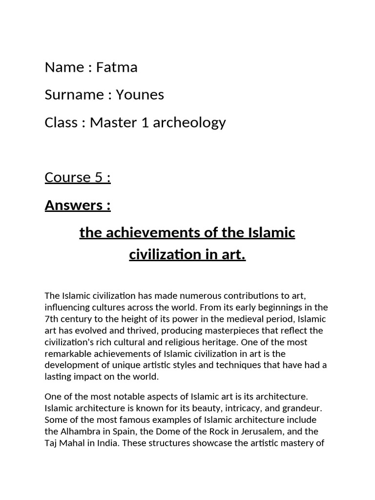 Islamic Civilization's Art Achievements | PDF | Decorative Arts | The Arts