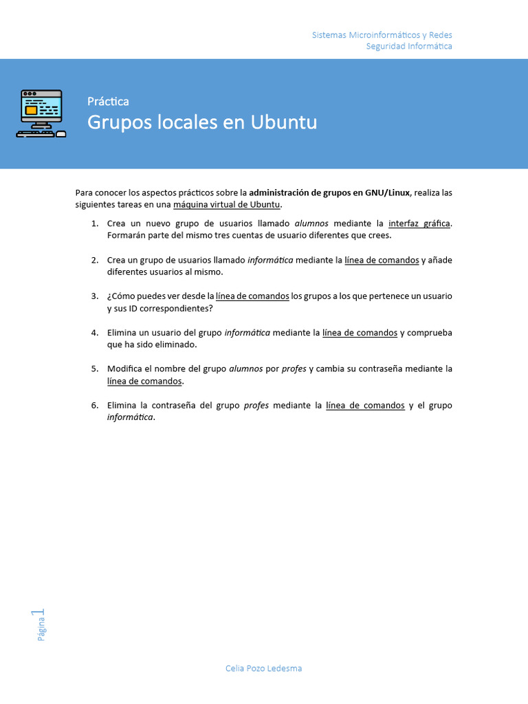 4 - Práctica - Grupos Locales en Ubuntu | PDF