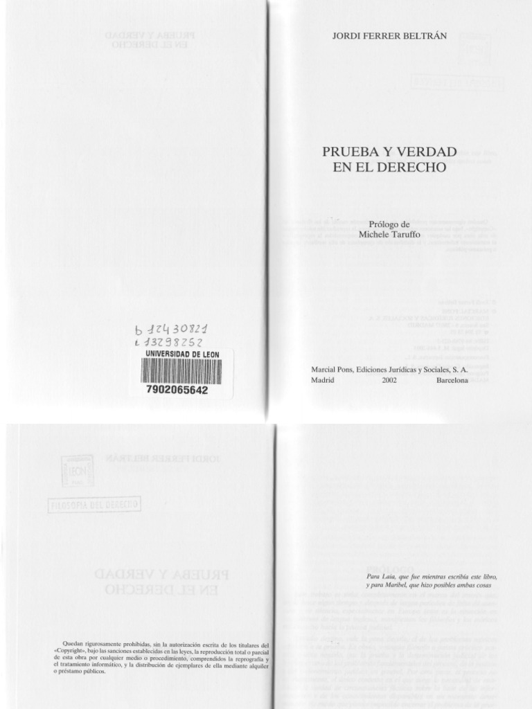 Ferrer Prueba y Verdad en El Derecho | PDF | Verdad | Juez