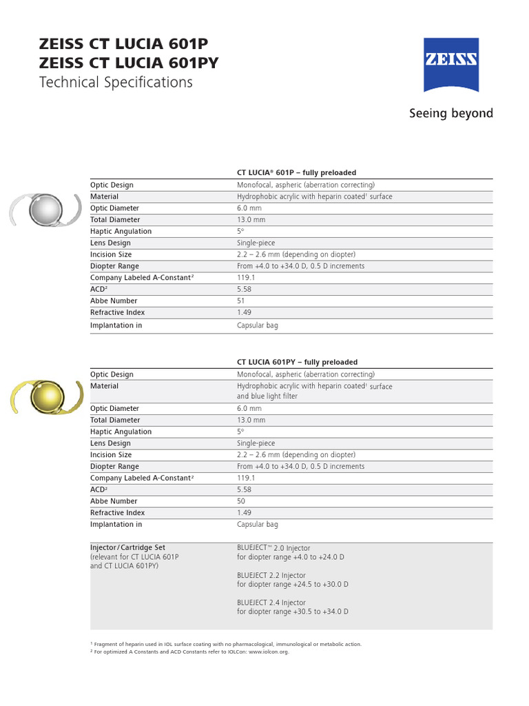 CT LUCIA 601P PY Datasheet EN 32 022 0050v.indd | PDF | Optics | Lenses