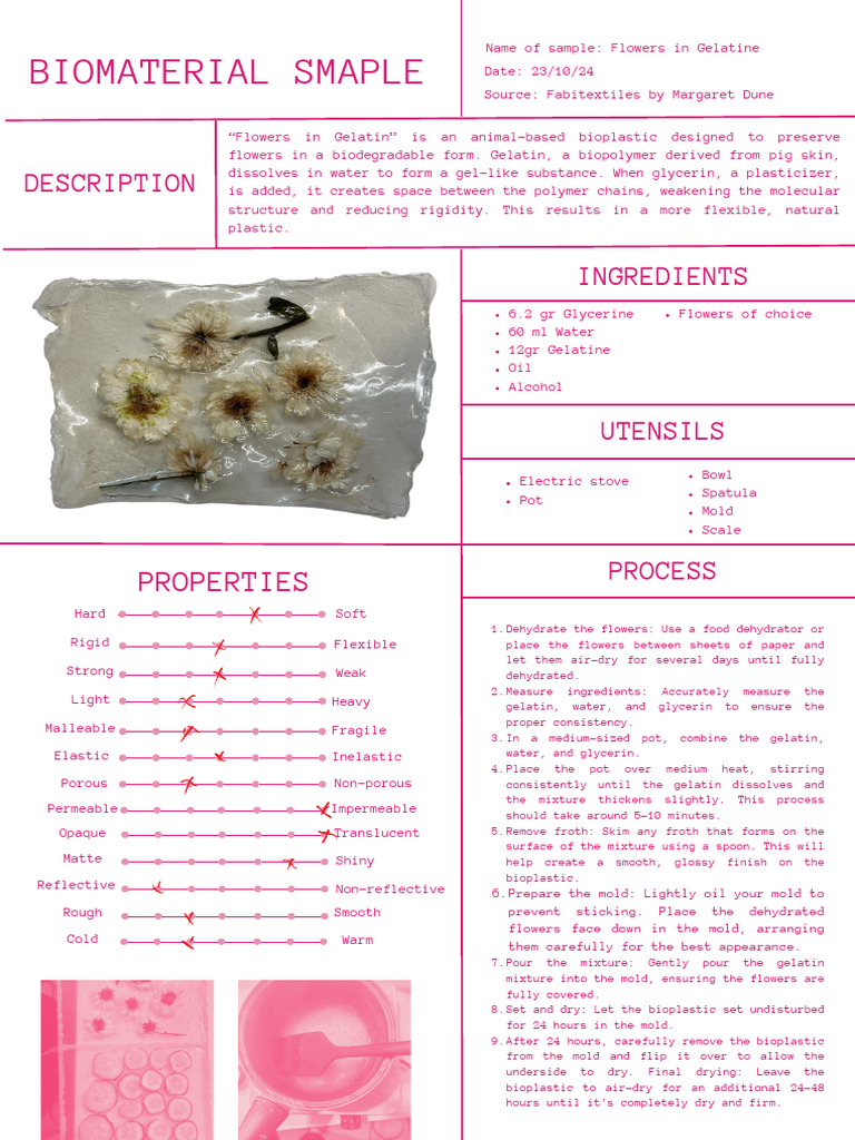 Gelatine Recepie Biomaterial | PDF | Materials