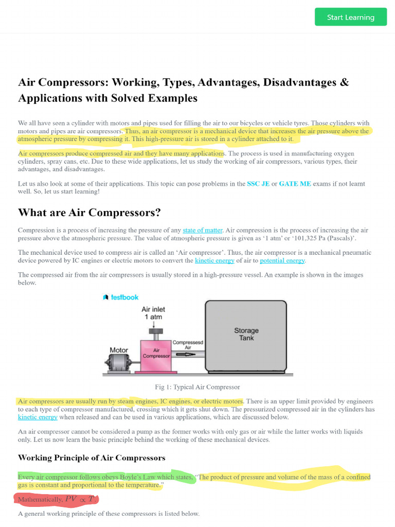 Air Compressors - Learn The Working Types and Applications. Bbb4ab95 | PDF