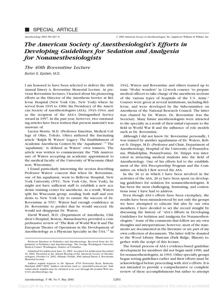 ASA GUIDELINES | PDF | Anesthesia | Midazolam