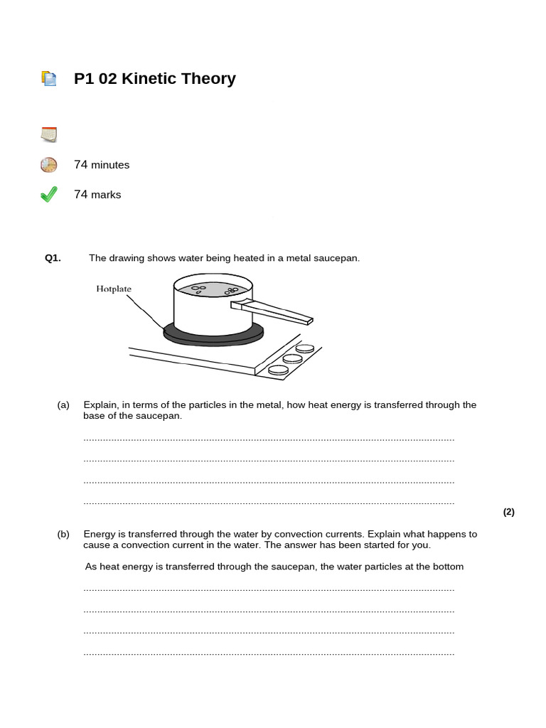 P1 02 Kinetic Theory | PDF | Gases | Heat