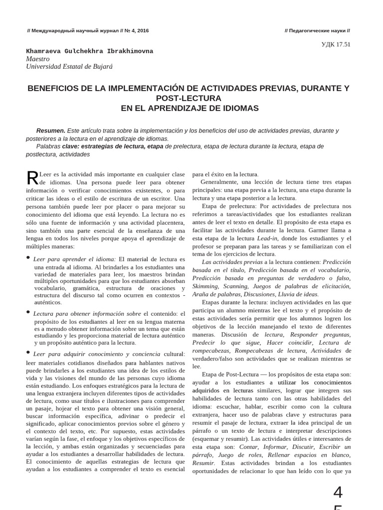 Beneficios de La Implementación de Actividades de Antes, Durante y ...