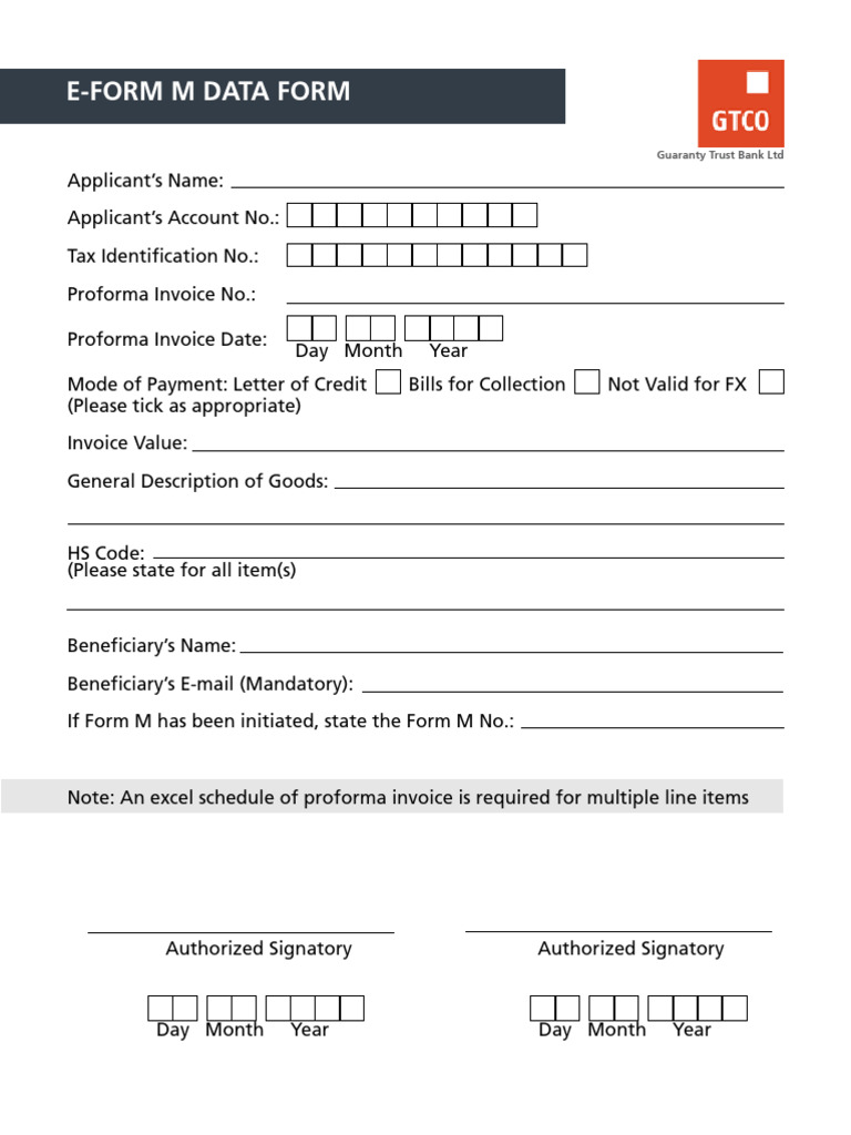 E Form M Data Form | PDF