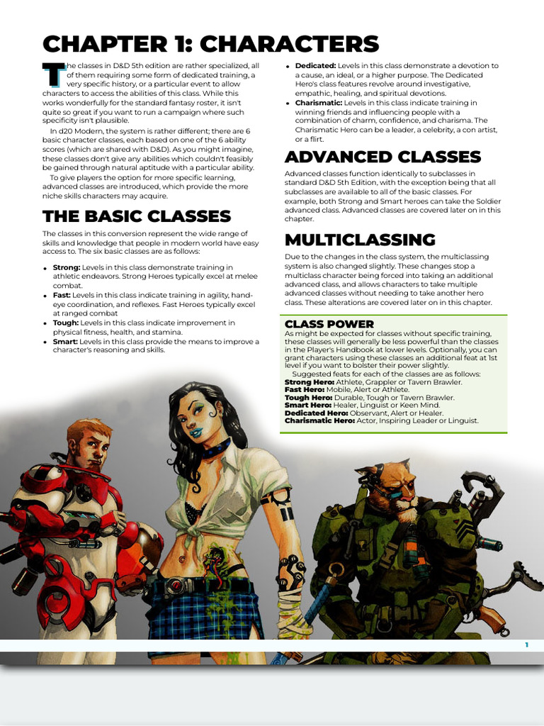 d20 Modern Conversion - Basic Classes - GM Binder | PDF