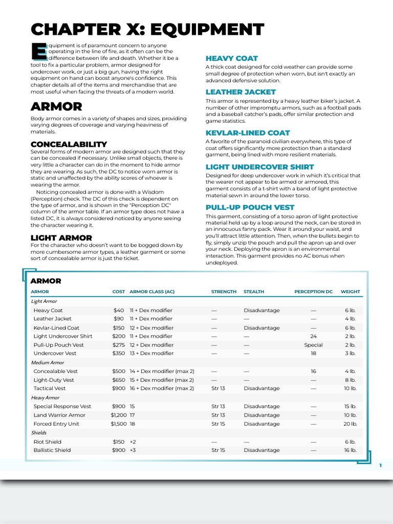 d20 Modern Conversion - Equipment (Draft 1) - GM Binder | PDF ...