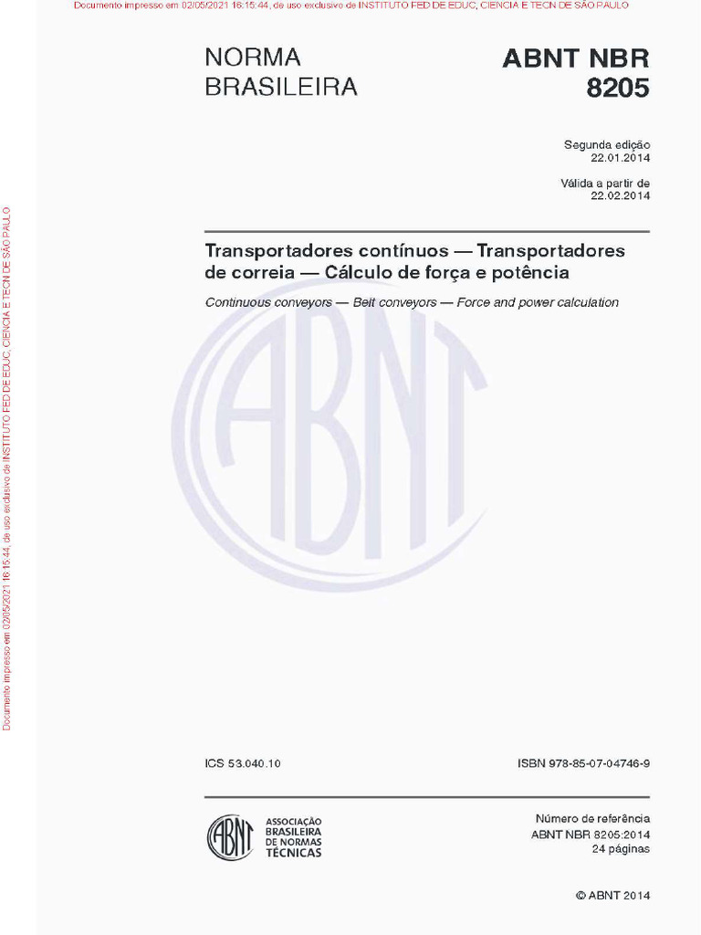 Norma Abnt NBR 8205 | PDF