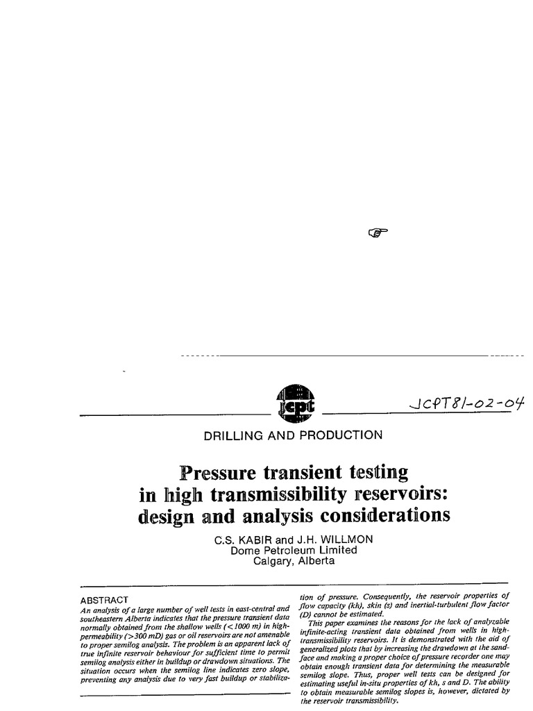 Pressure Transient testing in high transmissibility | PDF | Petroleum ...