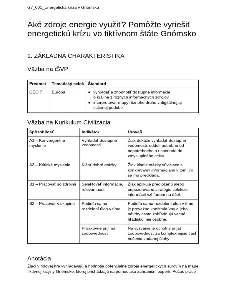 Energeticka Kriza V Gnomsku | PDF