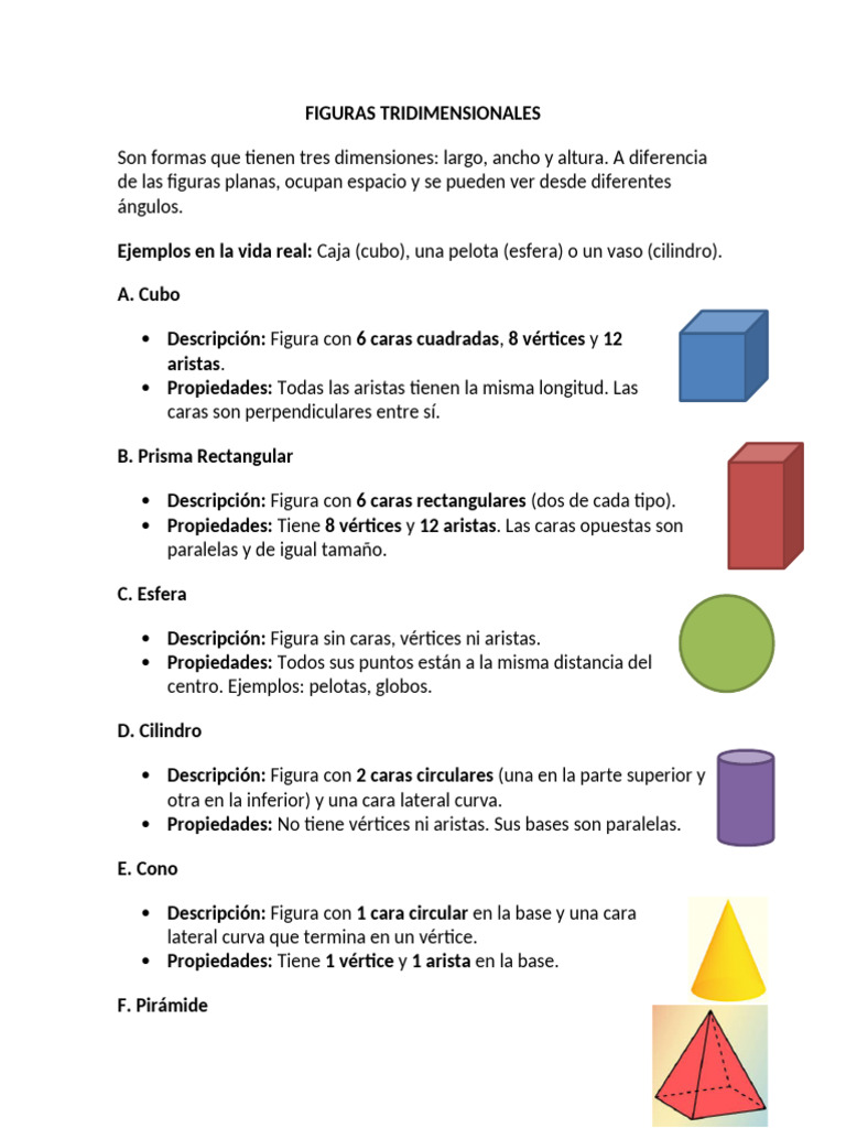 Tipos y Propiedades de Figuras 3D | PDF