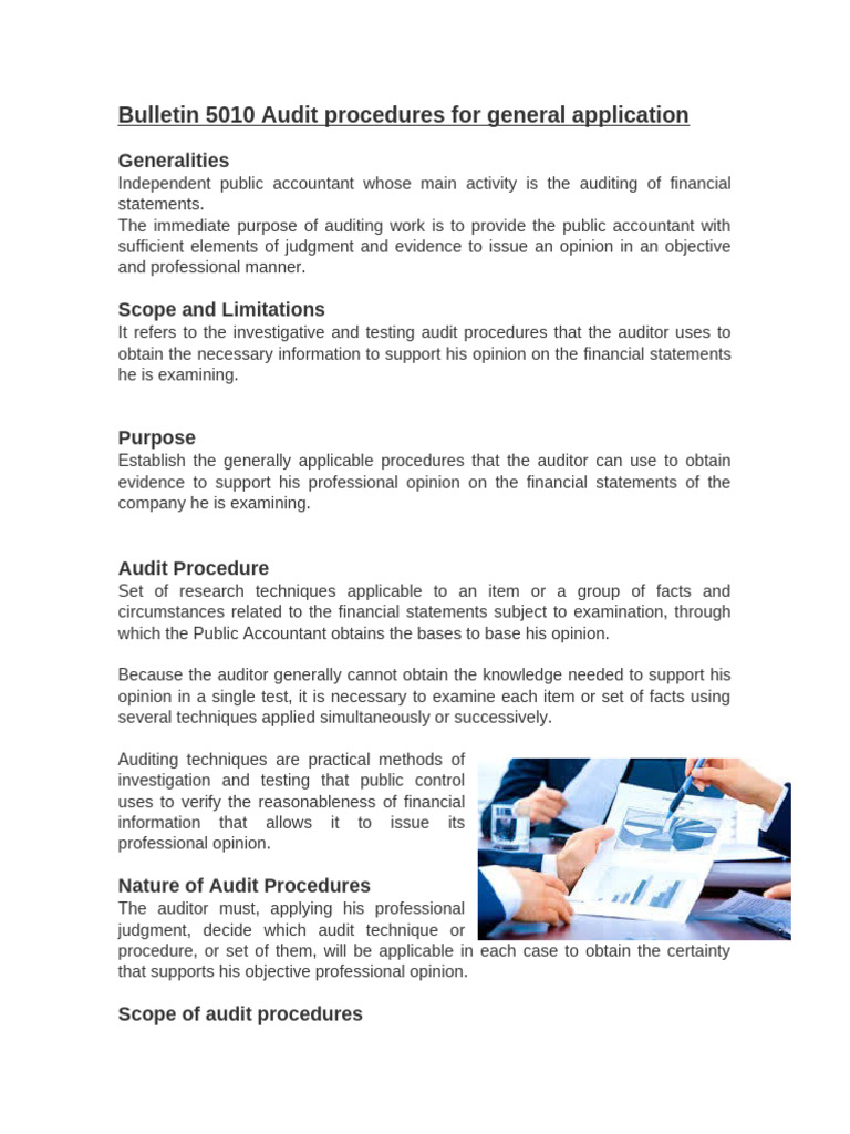 Bulletin 5010 General Application Audit Procedures | PDF