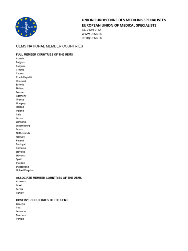 List of UEMS Members | PDF