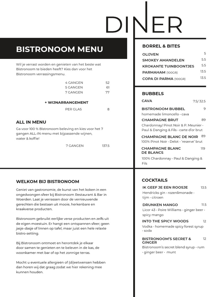 Dinerkaart Bistronoom September 2024 | PDF