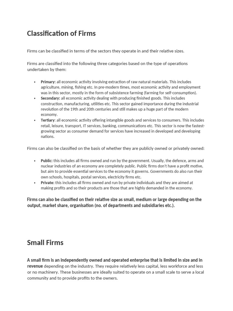 Classification of Firm11 | PDF | Goods | Economics