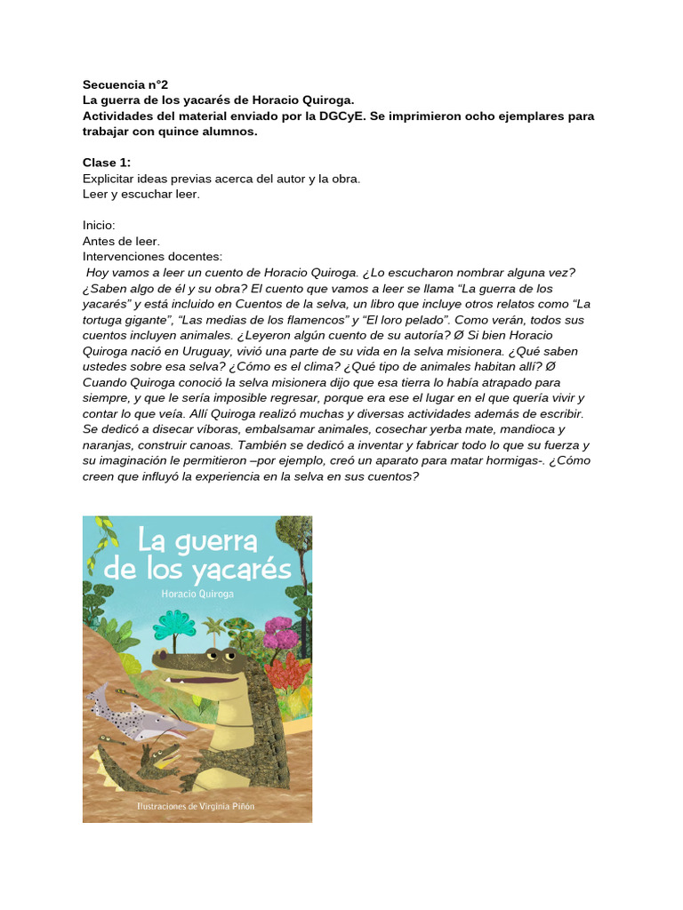 Secuencia N°2 LA GUERRA DE LOS YACARES | PDF | Verbo | Lingüística