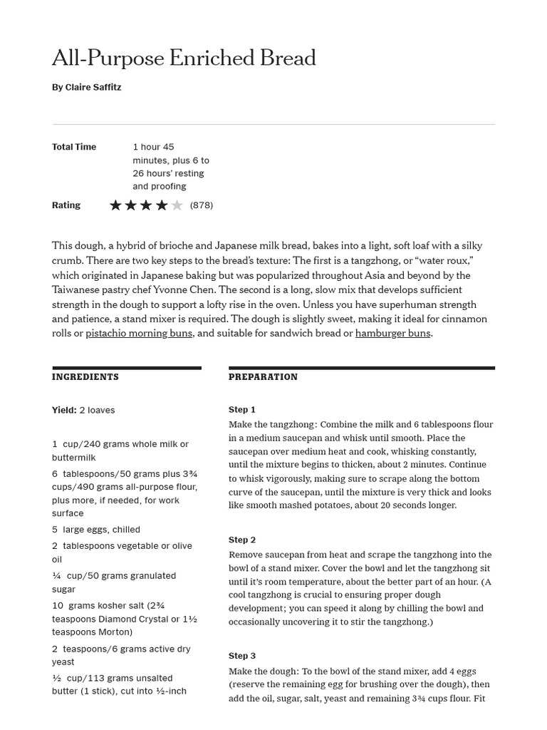 All-Purpose Enriched Bread Recipe (with Video) | PDF | Breads | Dough