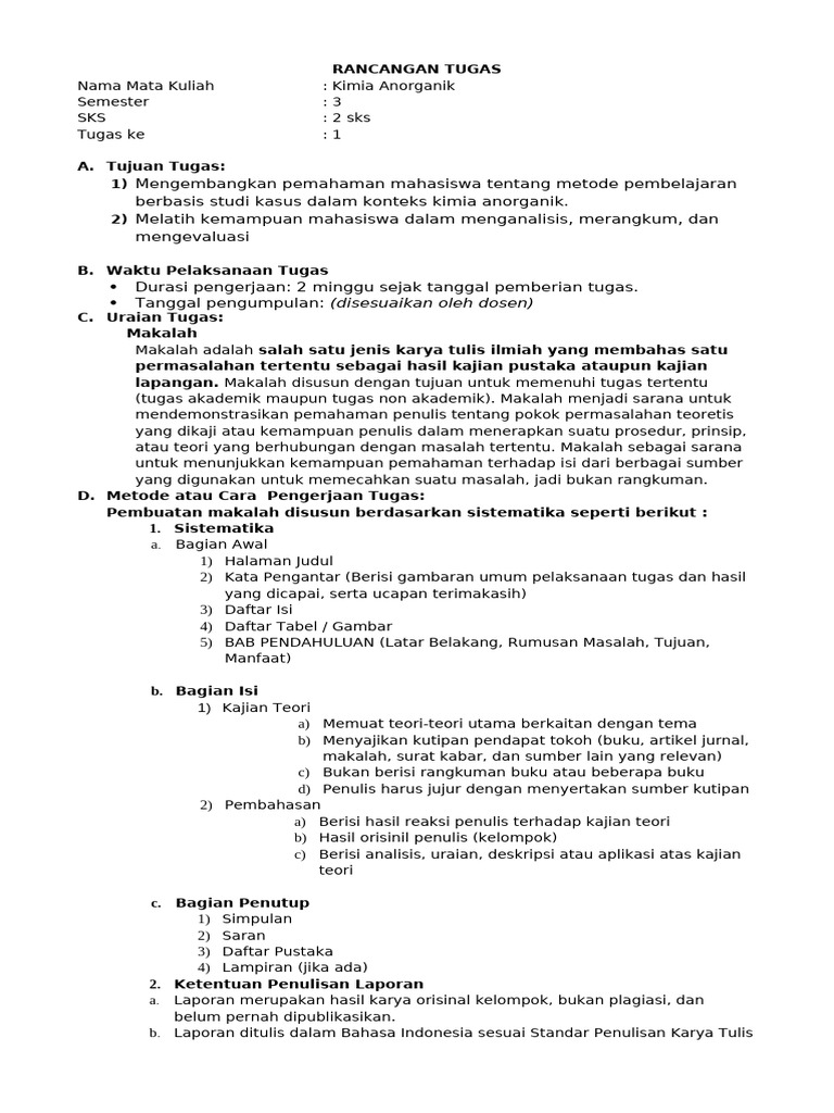 Rps Rancangan Tugas | PDF