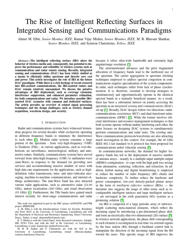 The Rise of Intelligent Reflecting Surfaces in | PDF | Radar ...