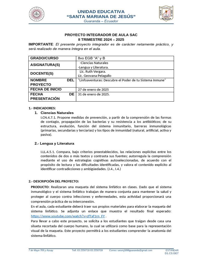 Proyecto Segundo Trimestre | PDF | Sistema inmune | Infección