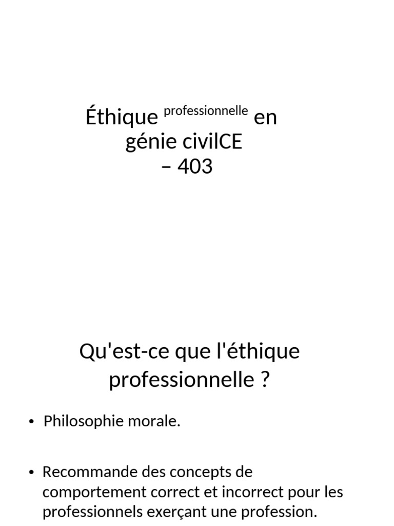 1. Éthique professionnelle en ingénierie civile | PDF | Sécurité | Conflit d'intérêt