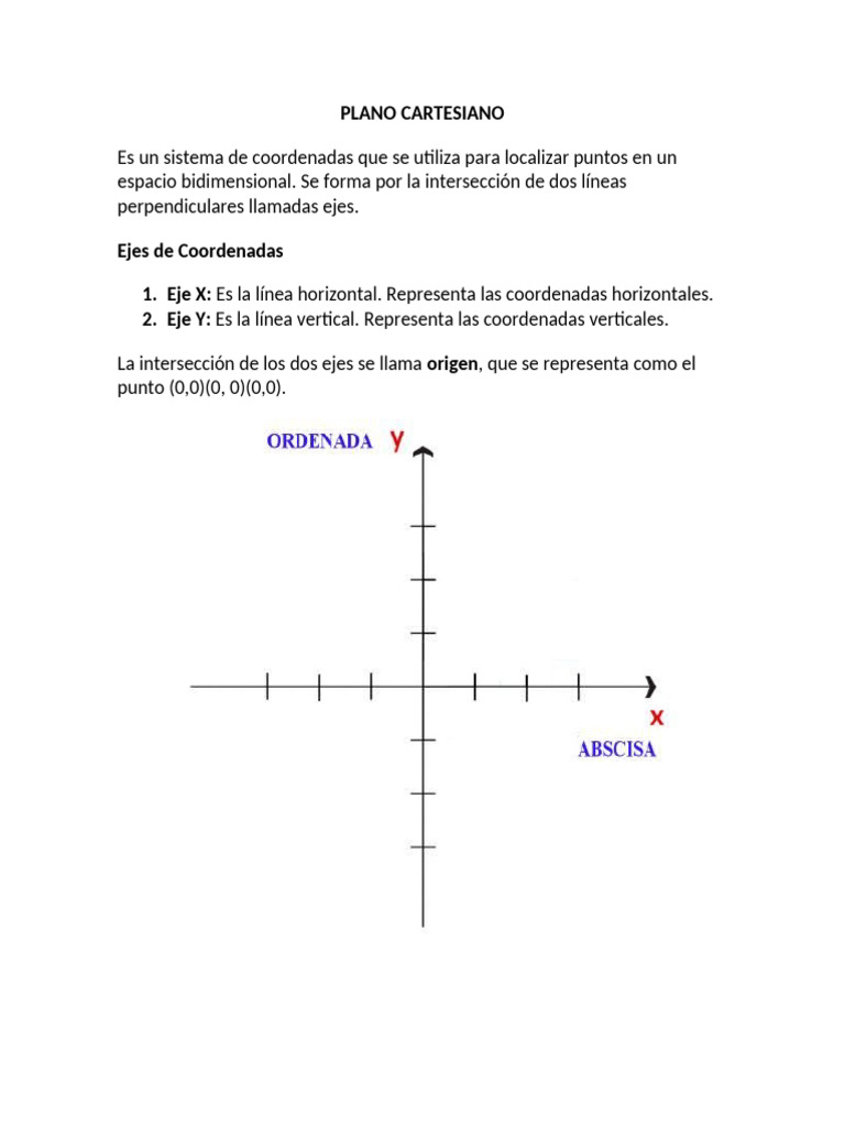 Guía del Plano Cartesiano y Actividades | PDF