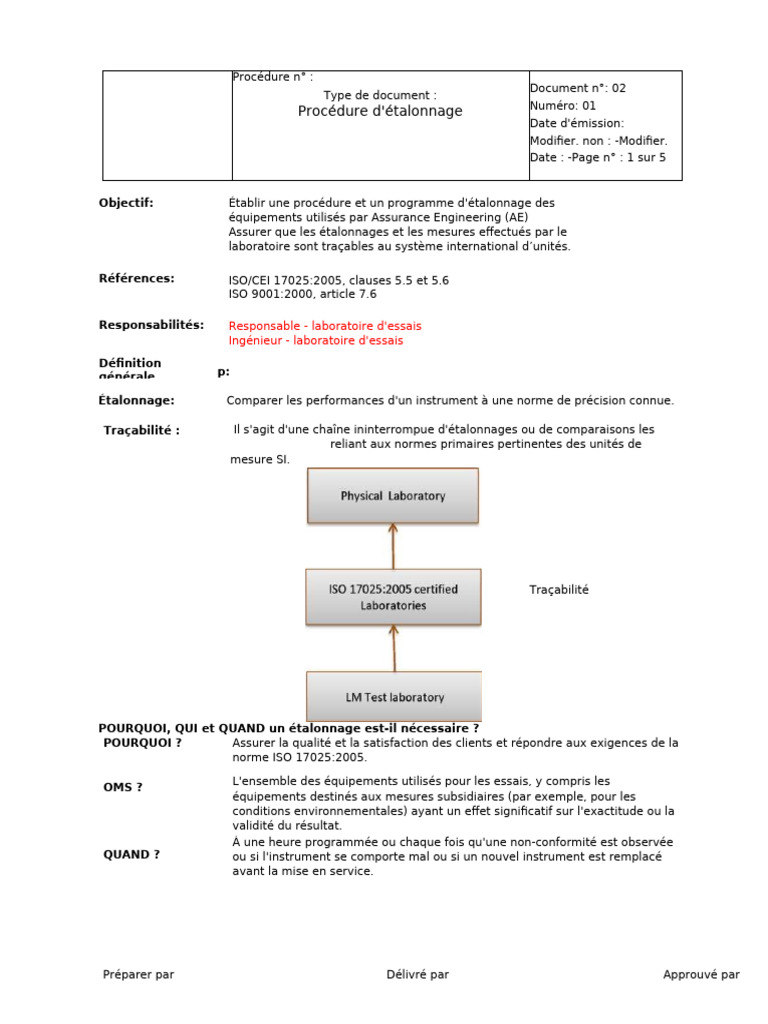 Procédure d'Étalonnage des Instruments | PDF | Calibrage