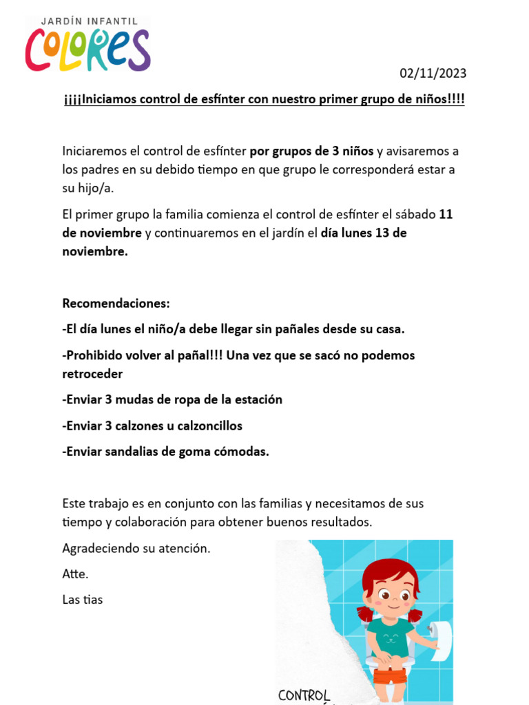 Inicio del Control de Esfínter Infantil | PDF