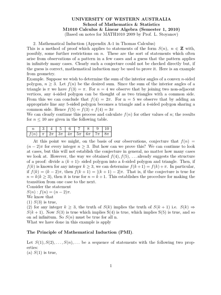 Mathematical Induction Explained | PDF | Pi | Triangle