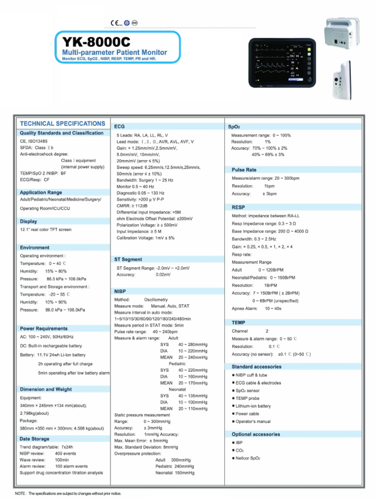 Yonker Yk 8000c Monitor | PDF
