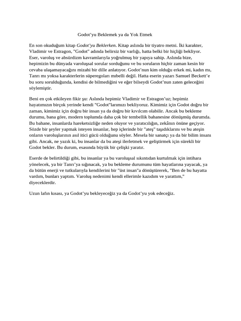 Godot'yu Beklemek Ya Da Yok Etmek | PDF