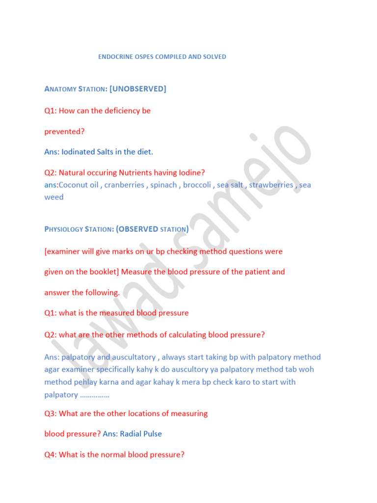 Endo Ospe Compiled by JAWAD BHAII | PDF | Thyroid | Hypothyroidism