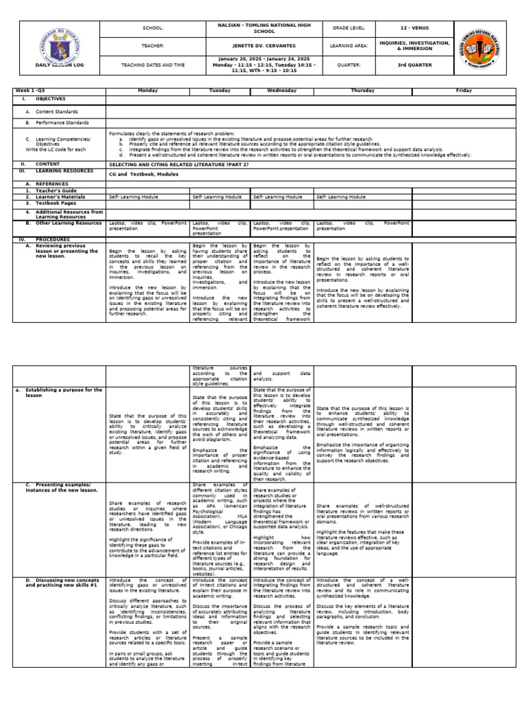 DLL Iii 2024 2025 W6 | PDF | Citation | Literature Review