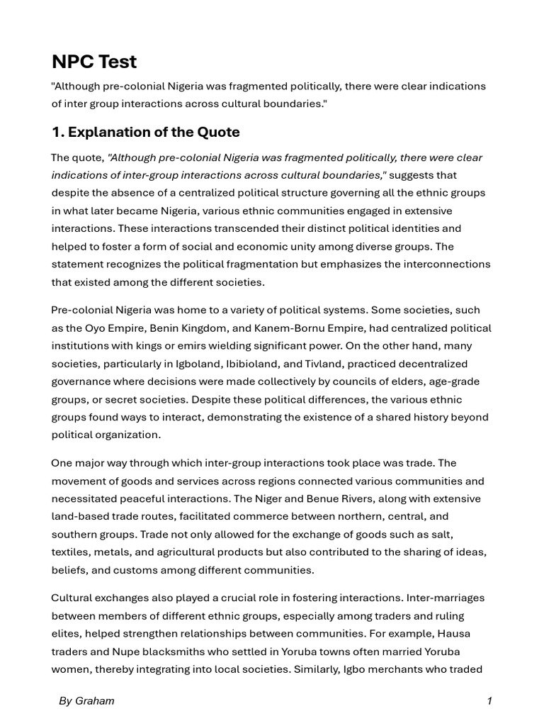 NPC Test | PDF | Nigeria | Igbo People