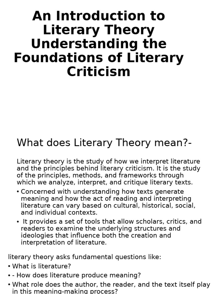 Literary Theory | PDF | Literary Criticism | Literary Theory