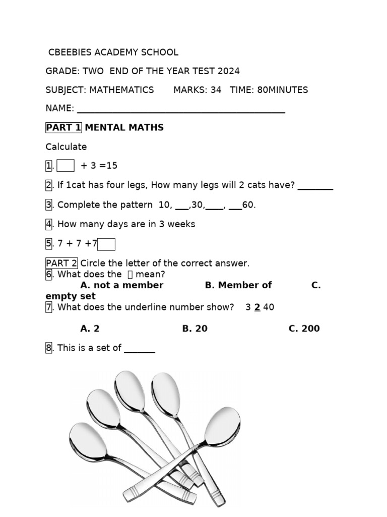 G2 Mathematics Test-2025 | PDF | Mathematics