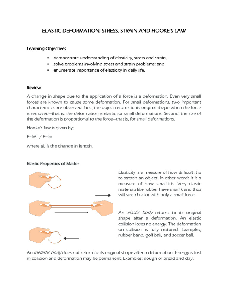 Elastic Deformation & Hooke's Law | PDF | Deformation (Engineering) | Elasticity (Physics)