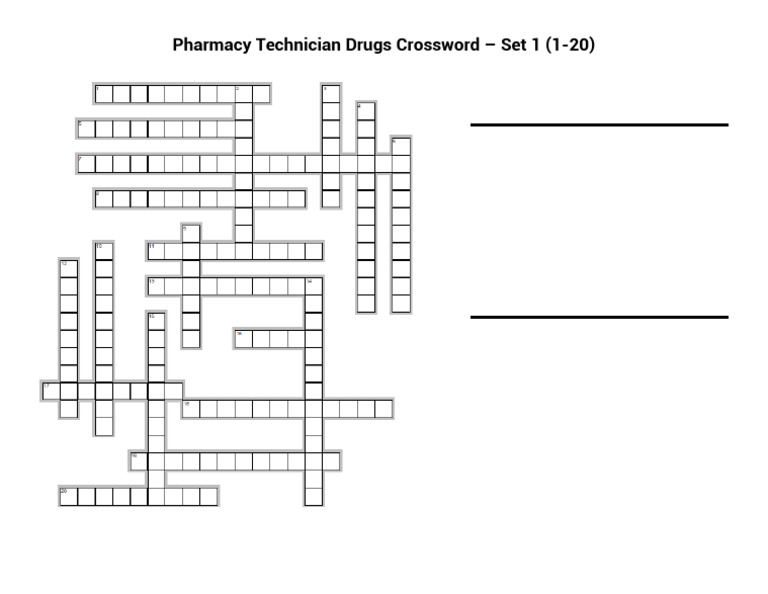 PT Drugs Crossword - Set 1 (1-20) | PDF