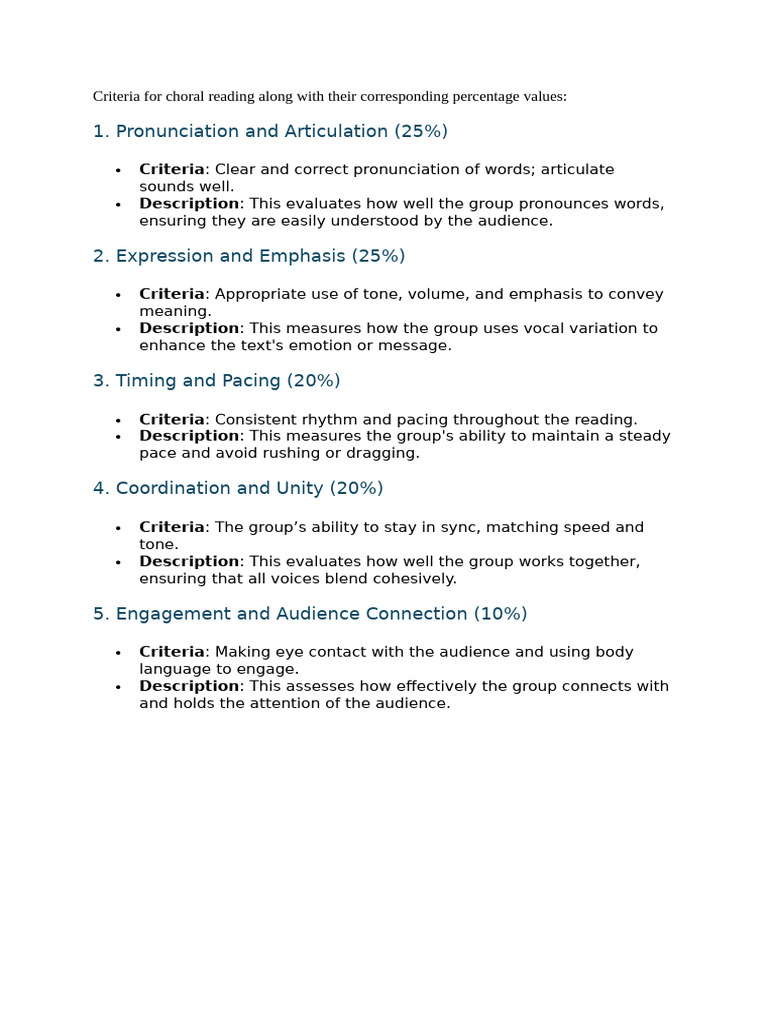Criteria For Judging Choric Reading | PDF