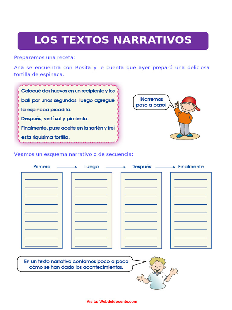 Actividades de textos narrativos para niños | PDF