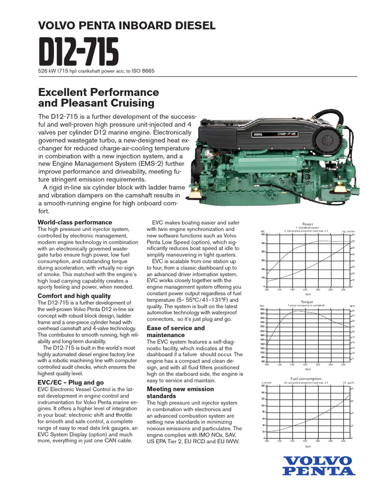 Ficha Técnica de Motor Volvo Penta D12-715 | PDF | Engines | Fuel Injection