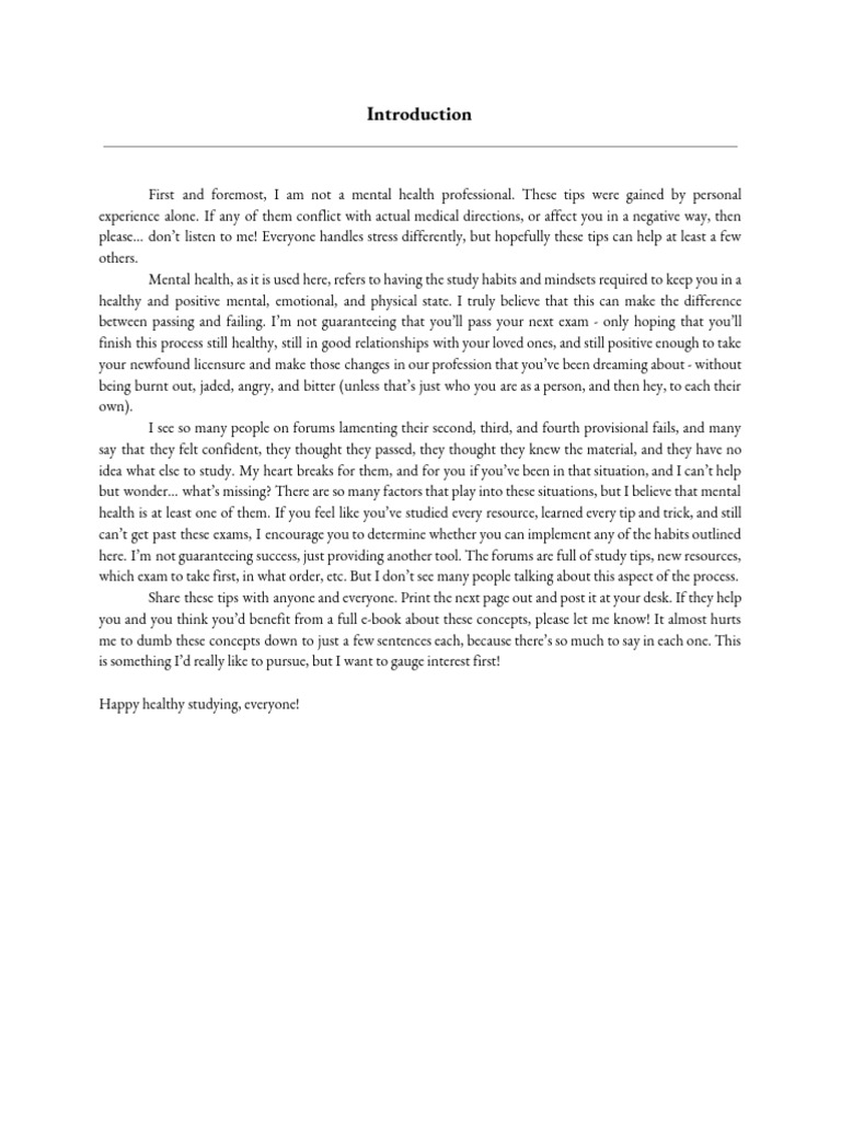 Mental Health For Professional Exam-Taking | PDF | Mental Health ...