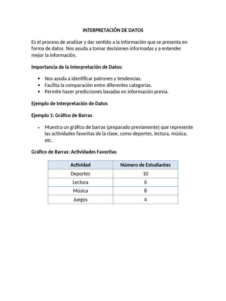 Interpretación de Datos | PDF