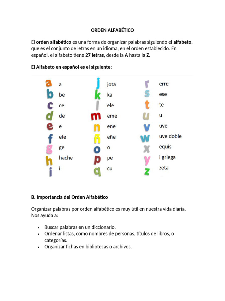 Orden Alfabético | PDF | Alfabeto | Lengua española