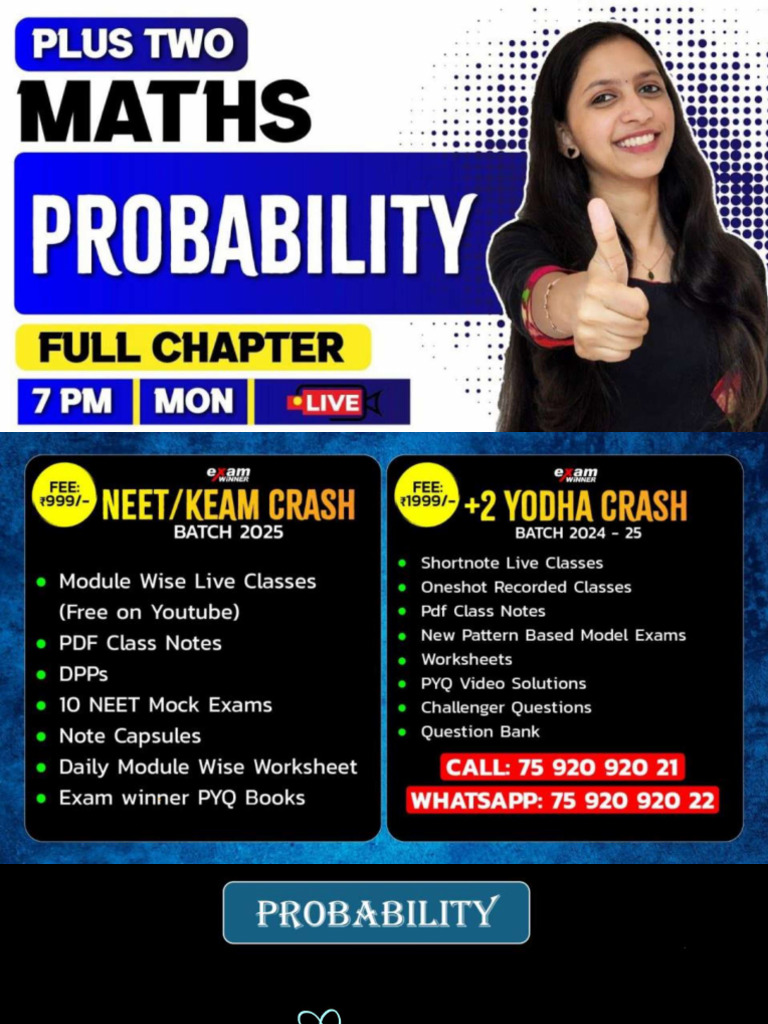 Plus Two Maths - Probability Notes | PDF