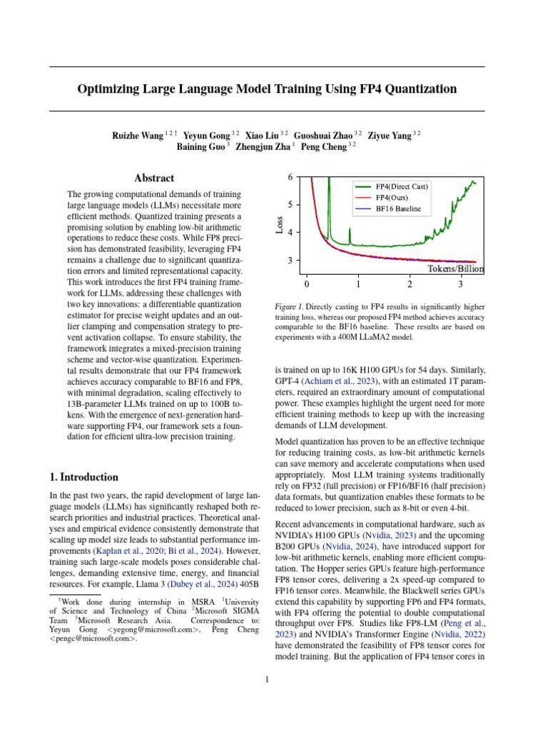 Optimizing Large Language Model Training Using FP4 Quantization | PDF | Gradient | Derivative