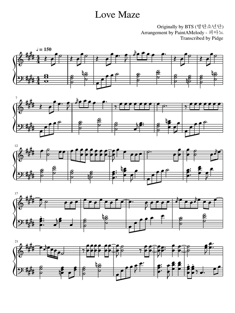BTS Love Maze Piano Arrangement | PDF