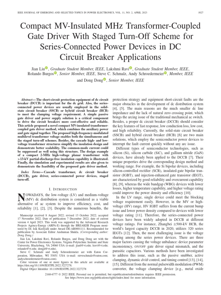 Compact MV-Insulated Gate Driver for DCCB | PDF | Transformer | Field ...