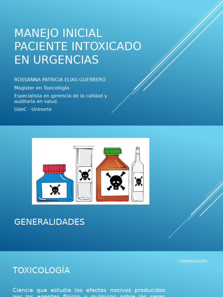 Manejo Inicial Paciente Intoxicado en Urgencias 2 | PDF | Toxicidad ...